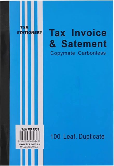 100 LEAF TAX Invoice Statement Book Copymate Carbonless Business A5 ...