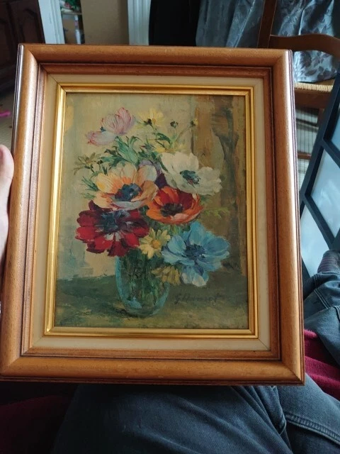 TABLEAU ANCIEN ET Rare , huile sur toile , Charmant bouquet signé Georges DANSET EUR 46,00 ...