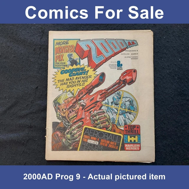 2000AD PROG 9 comic - 23 April 1977 - Flesh game pt 2 - Early Dredd ...