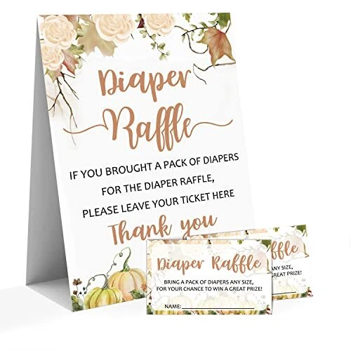 BABY SHOWER GAME, Baby Diaper Raffle Standing Sign and 50 Tickets ...