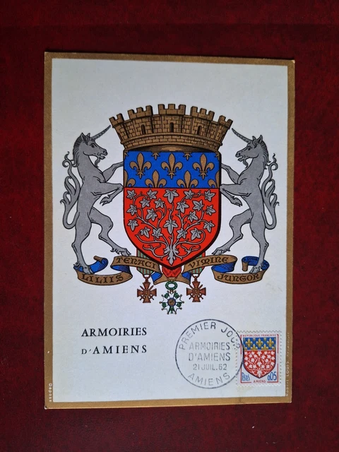 CARTE 1ER JOUR 1962 Armoiries D'amiens V.Photos EUR 1,50 - PicClick FR