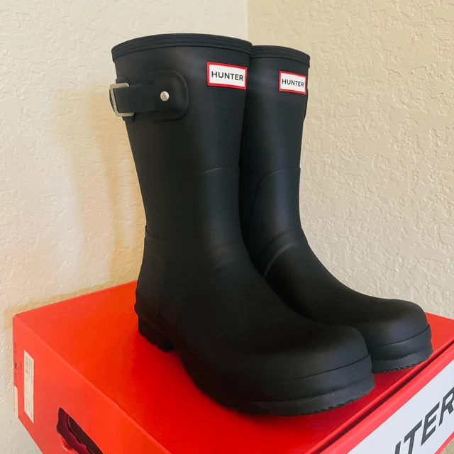 HUNTER ORIGINAL SHORT Waterproof Rain Boot, Rubber Black, Size 10, NWT ...