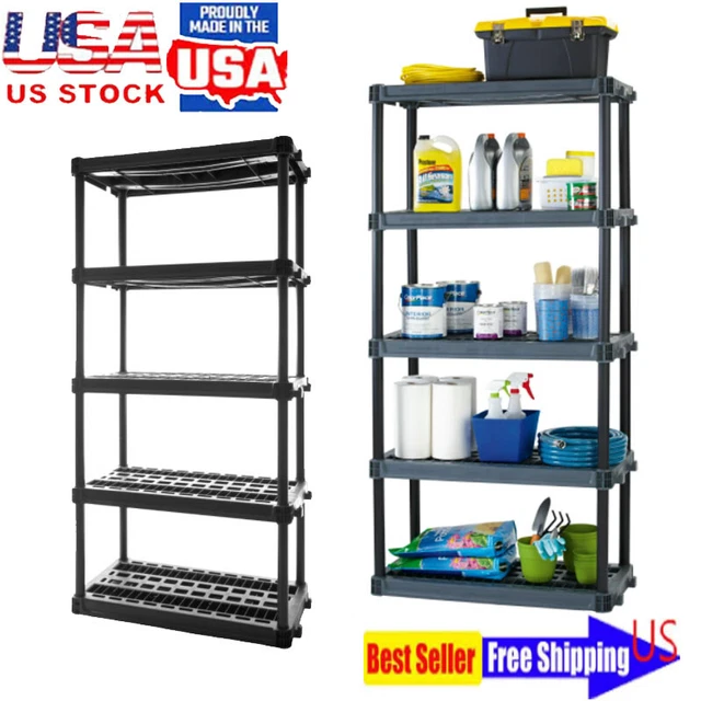 5-TIER HEAVY DUTY Plastic Shelves Storage Shelving Unit Storage ...