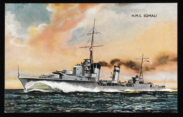 ROYAL NAVY DESTROYER H.M.S. SOMALI (1937-1942) ........ 1930s Salmon ...