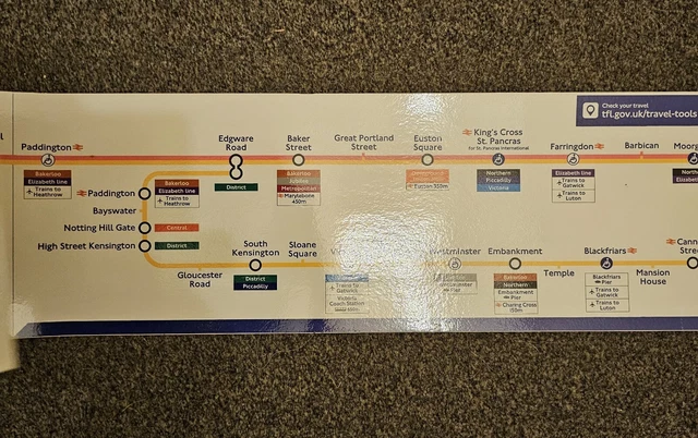 ORIGINAL LONDON UNDERGROUND Tube Map Circle Line Hammersmith & City ...