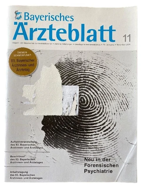 BAYERISCHES ÄRZTEBLATT 11/2024 Revue Médicale Allemande EUR 5,95 - PicClick FR