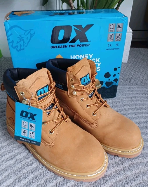 OX SAFETY BOOTS S2425 Honey Nubuck Tan Leather Work Size 6 UK Steel Toe ...