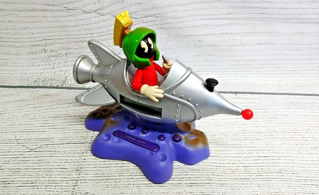 MARVIN THE MARTIAN Rocket Alarm Clock 1998 Looney Tunes Westclox ...