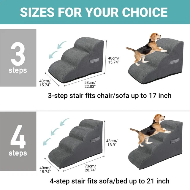 PORTABLE DOG RAMP Foam Pet Stairs Step Cat Washable Non-Slip For Sofa ...