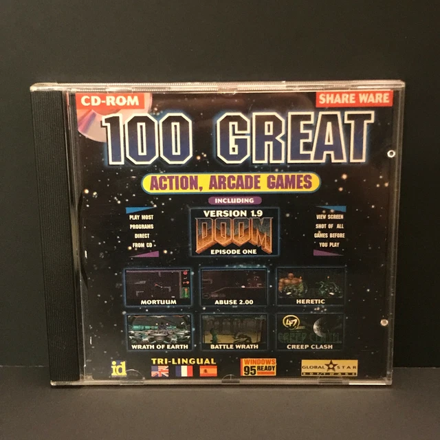 100 GREAT ACTION Arcade PC CD Games DOOM Shareware Computer Game ID ...