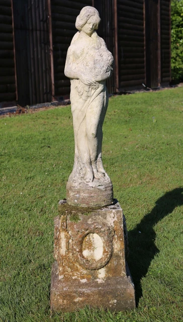 VINTAGE CAST STONE garden statue of a Lady on a plynth £595.00 ...