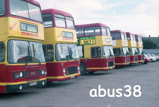 ORIGINAL BUS COLOUR Negative PMT Red Rider buses at Rock Ferry(4258) £1 ...