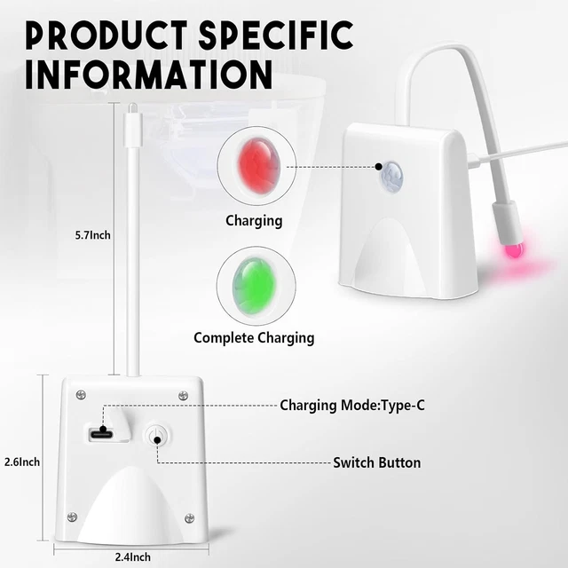 2 PACK MOTION Sensor Night Light Indoor 16 Color Changing,Led Toilet ...