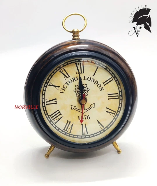 ANCIENNE HORLOGE DE table vintage en bois horloge de bureau étagère horloge p... EUR 40,79 ...