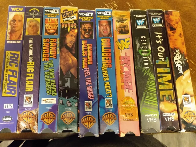 LOT OF 10 Used VHS Tapes Wrestling 80s 90s 2000s WWF WCW NWO WWE Sold ...