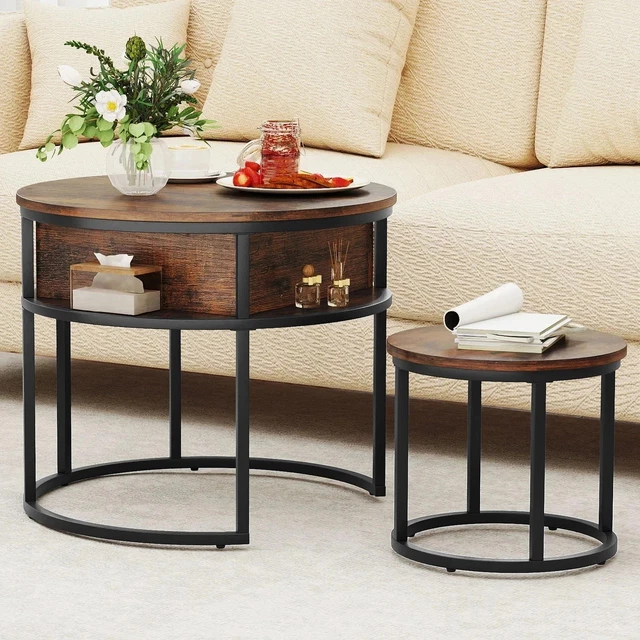 COFFEE TABLE WITH Storage Lift Top Up Drawer Shelf Wooden Living Room ...