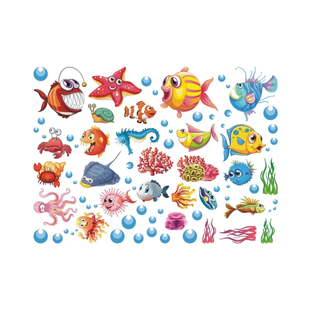 REMOVABLE FOR KIDS Refrigerator PVC Fish Decals Office Bedroom Decor ...