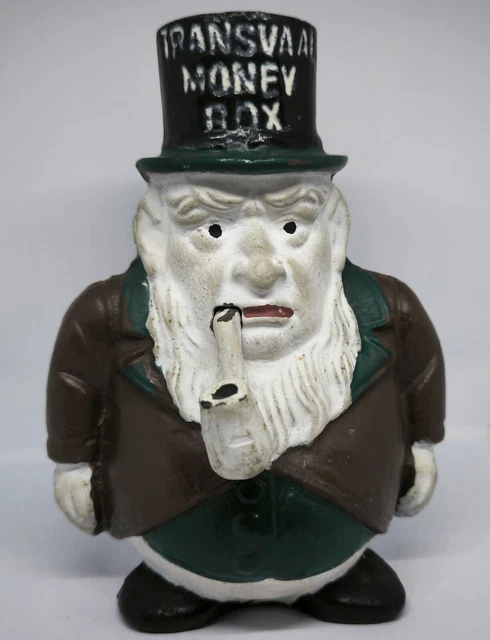 ANTIQUE C1900 CAST Iron Paul Kruger Transvaal Money Box Made In England ...