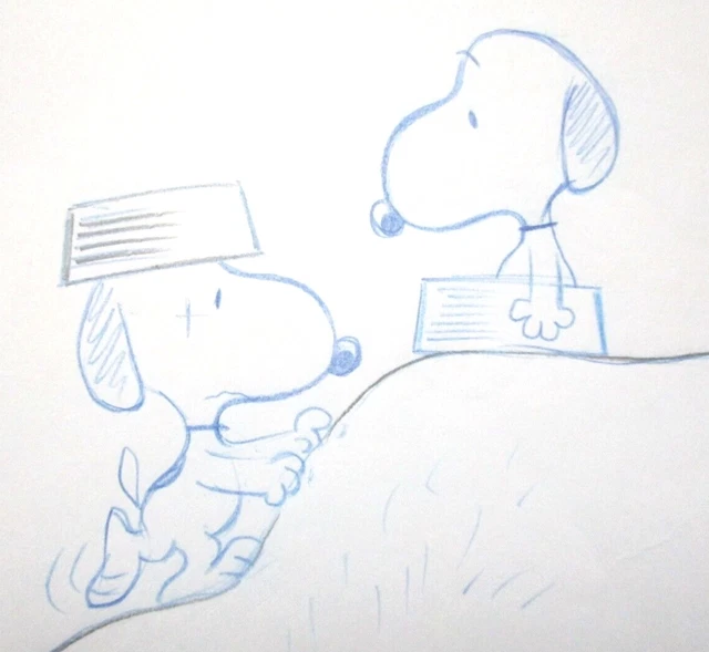 SNOOPY PEANUTS CHARLES Schulz ORIGINAL PRODUCTION cel DRAWING LAYOUT ...