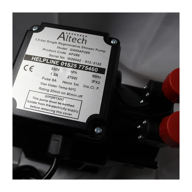 ALTECH 1.5 BAR Single Regenerative Shower Pump GWMAP285 - BNIB £84.99 ...