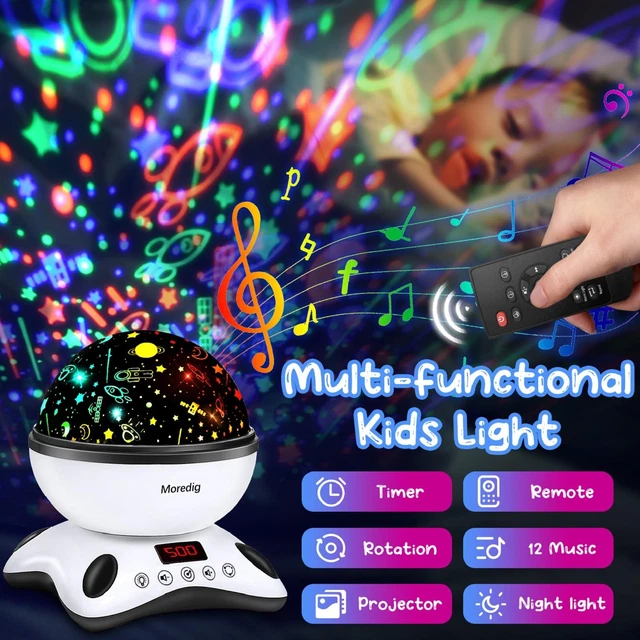 BABY PROJECTOR NIGHT light star sky rotating LED 12 music nursery sleep ...