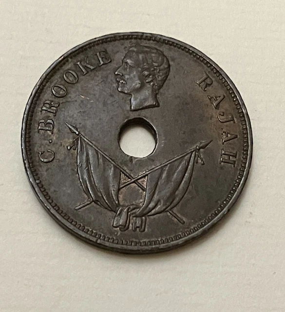 1894 H KINGDOM of Sarawak Charles Brooke Rajah Copper One Cent Coin £11 ...