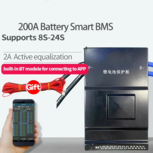 SMART BMS 8S-24S 2A BALANCE CURRENT BMS 200A BT for Li-ion LTO LiFePo4 ...