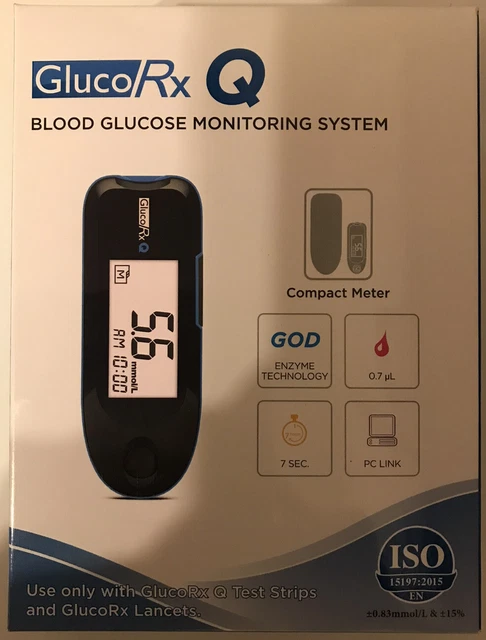 GLUCORX Q BLOOD Glucose Diabetic Monitor/Meter/System + Test Strips ...