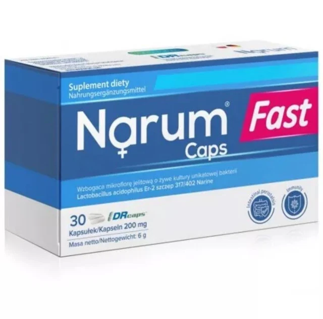 NARUM FAST NARINE 200mg 30/60 caps Probiotic Lactobacillus acidophilus ...