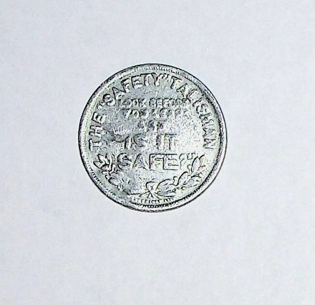 1922 GWR SAFETY TALISMAN COIN TOKEN LOOK BEFORE YOU LEAP rare ...