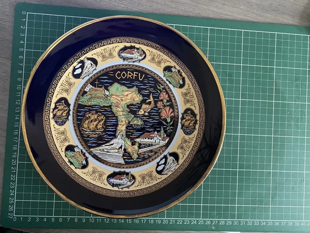 CORFU BLACK AND 24k Gold Ceramic Souvenir Plate Handmade In Greece £8. ...