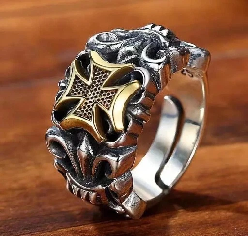 MEN'S CHRISTIAN KNIGHTS Templar Crusader Cross Ring Masonic Ring ...