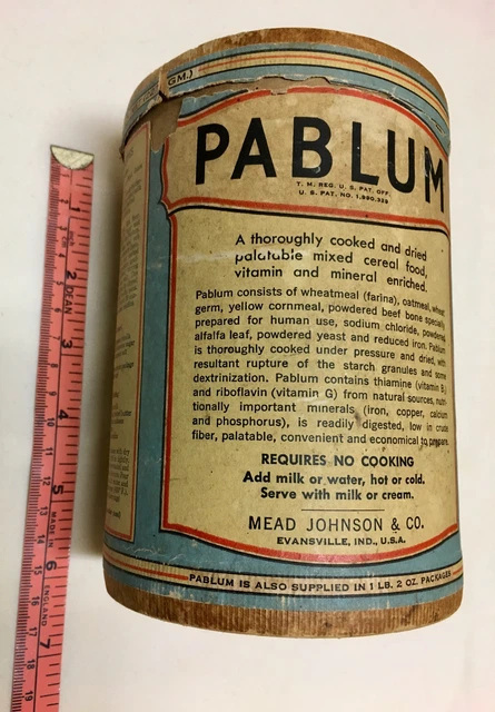 VINTAGE PABLUM CEREAL Carton Baby Food Mead Johnson & Co. USA 1940's ...