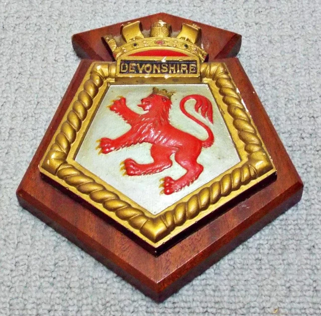HMS DEVONSHIRE ROYAL Navy Vintage Wooden Ships Military Wall Plaque ...