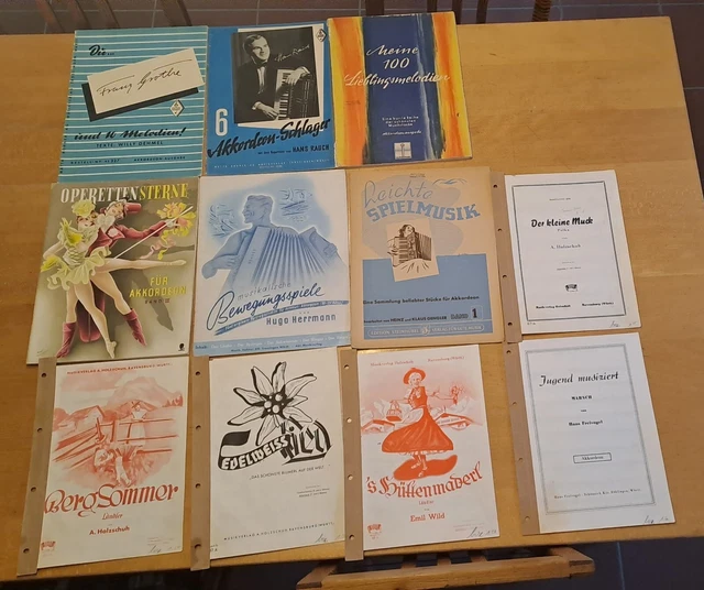 AKKORDEON NOTEN KONVOLUT Sammlung Franz Grothe Hans Rauch Hugo Herrmann ...