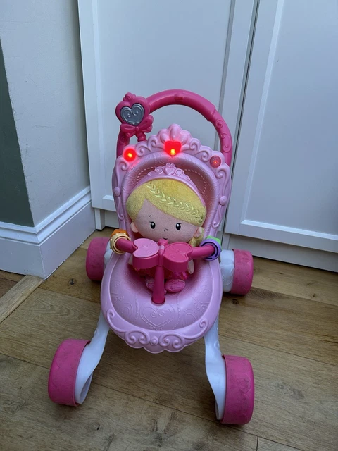 FISHER-PRICE PRINCESS STROLL Along Musical Baby Walker Dolls Pushchair ...