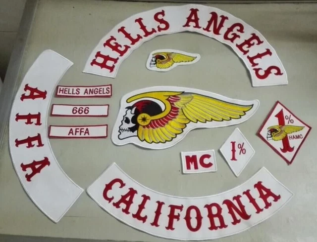 HELLS ANGELS MC Cali Motorcycle Jacket Vest Back Patch large 13pc. Set ...