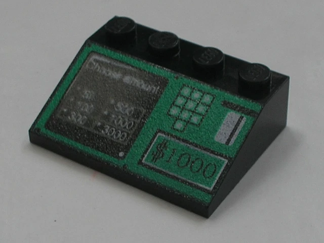 RARE LEGO BLACK Slope 33 3x4 with ATM Bank Machine Pattern ref 3297px16 ...