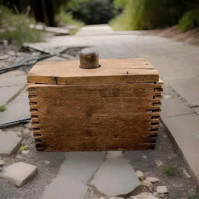 PRIMITIVE DOVETAIL WOOD Butter Mold Press Brick Rectangle Farmhouse ...