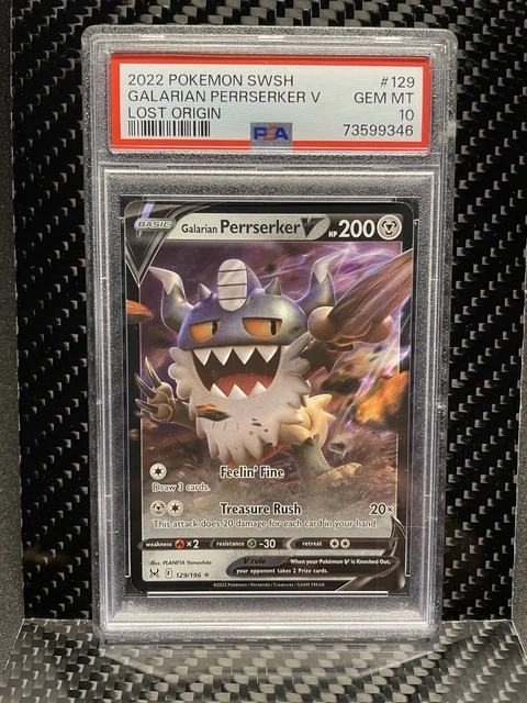 POKÉMON GALARIAN PERRSERKER V 129 2022 Pokemon SWSH Lost Origin PSA 10 ...