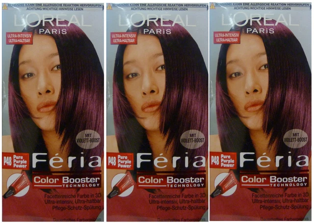 3 X LOREAL Paris Feria Color Booster P48 Pure Purple Power - Hair ...
