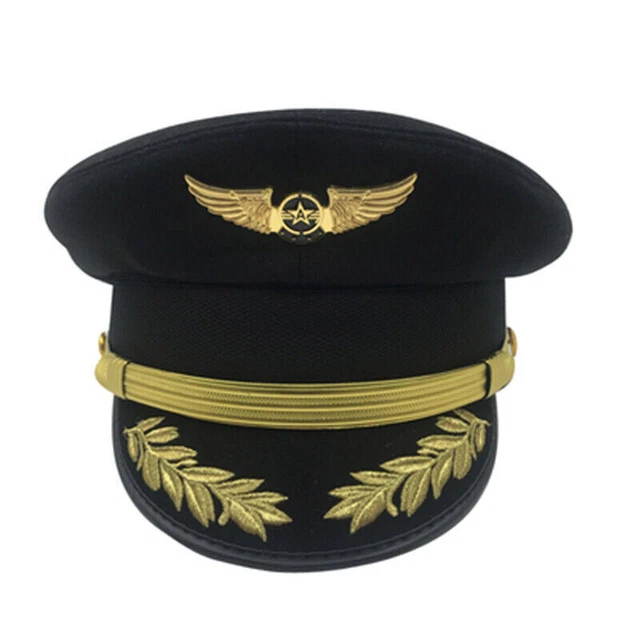 PILOT CAP AIRLINE Captain Hat Uniform Hat Party Cap Military Hats ...