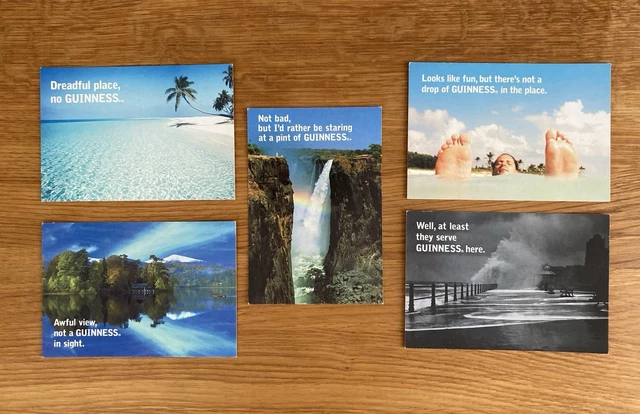 SET OF 5 Guinness picture postcards with slogans £6.88 - PicClick UK