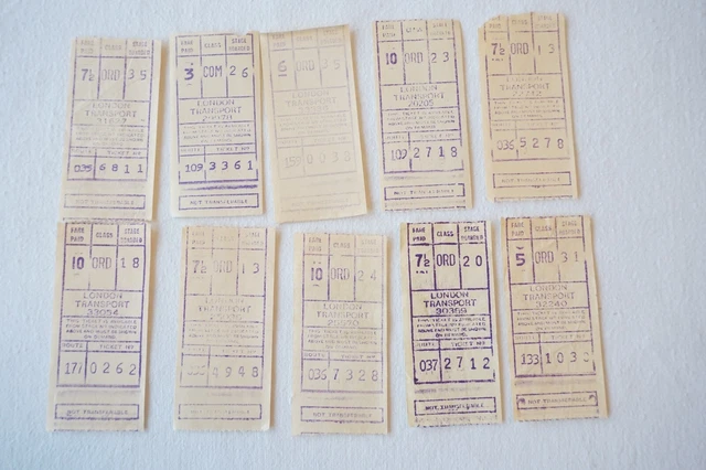 LONDON TRANSPORT GIBSON Machine Bus Tram Ticket x10 Ref A32 £14.99 ...