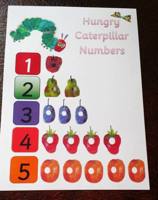 NUMBERS - HUNGRY Caterpillar - A4 Laminated Poster Childminder Eyfs Sen ...