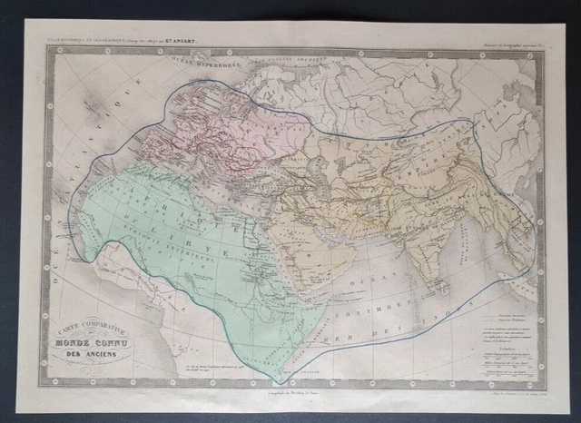 ANTIQUE (1862) FRENCH map - World Known to the Ancients - Ansart £14.95 ...