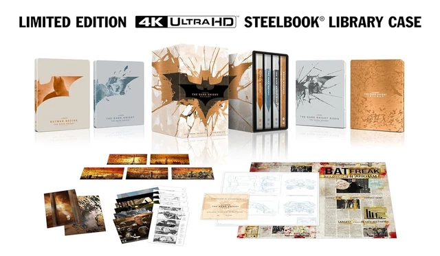 BATMAN THE DARK Knight Trilogy Steelbook Library Case 4K UHD + Blu-Ray ...