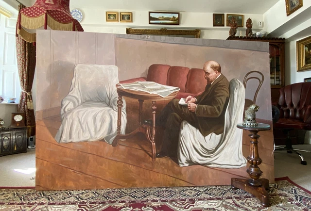 HUGE 'VLADIMIR LENIN' Soviet Russian School Oil Portrait Painting ...