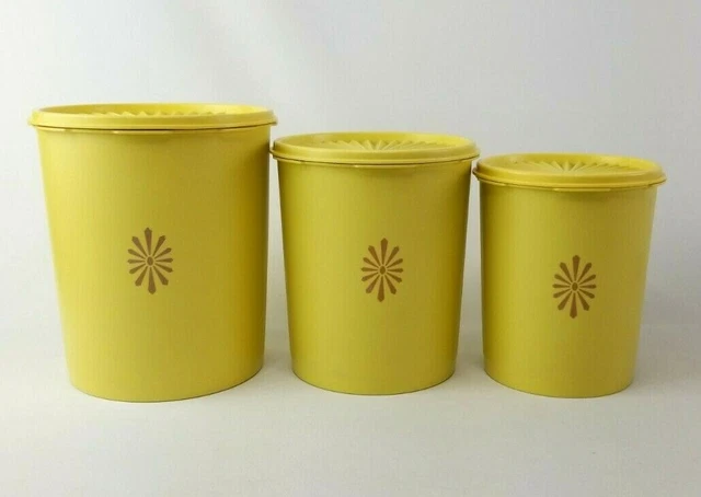 TUPPERWARE YELLOW SERVALIER Storage Container Canisters With Lids 805 ...