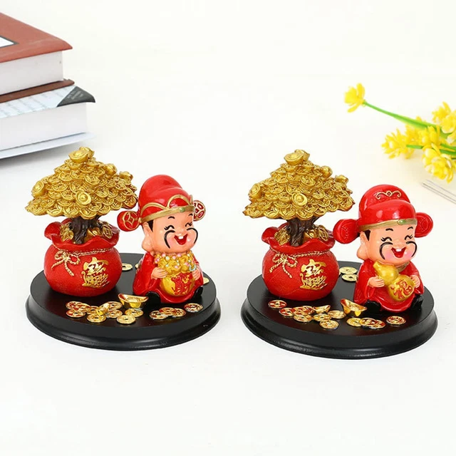 FORTUNE TREES STATUE God of Wealth Figure Chinese Feng Shui Sculpture ...